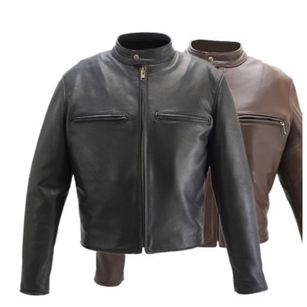 Hillside Leather Cafe Racer Jacket Black Size Large - Gem